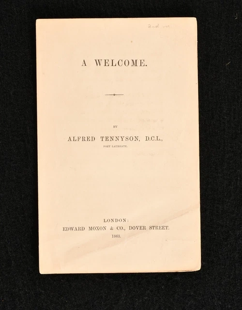 1863 A WELCOME First Edition Alfred Lord Tennyson Poem Alexandra of ...