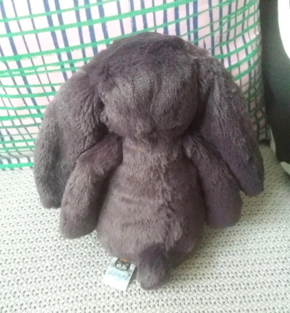 JELLYCAT MEDIUM BASHFUL Inky Bunny ~ BAS3INK ~ Ink Black Rabbit Soft ...