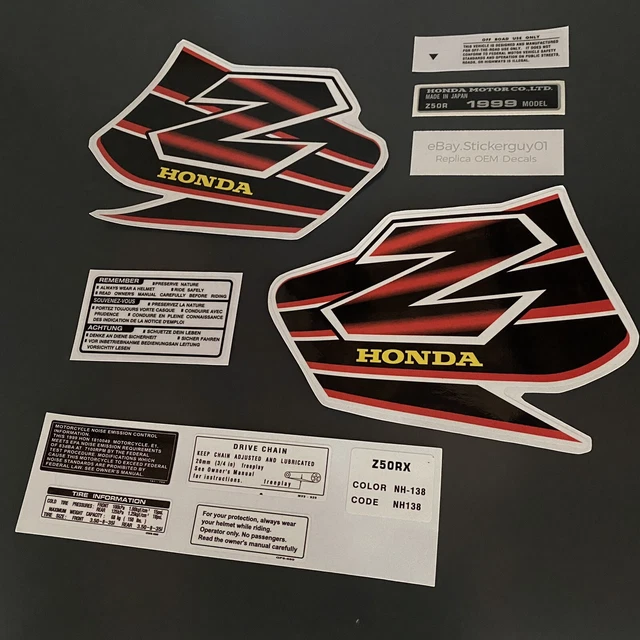 HONDA Z50R MONKEY Bike 1980 Decal Sticker Set Inc Tank Sides Warning ...