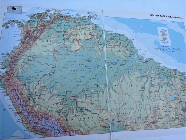 1994: MAP OF South America (North) Physical #90/91 £7.95 - PicClick UK