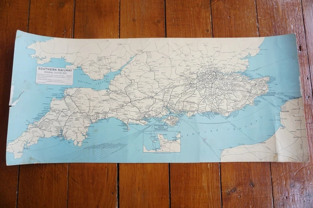 C1930S ORIGINAL SOUTHERN Region Railway Carriage Route System Map £80. ...