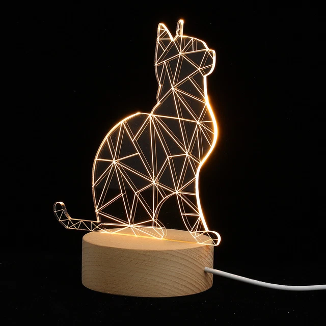 CAT LAMP NIGHT Light 3d Optical Illusion Light 3D Cat Night Light £25. ...