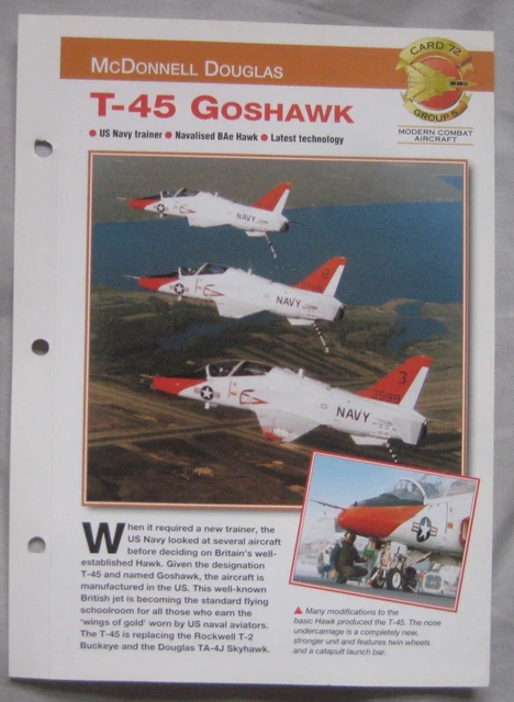 AIRCRAFT OF THE World Card 72 , Group 5 - McDonnell Douglas T-45 ...