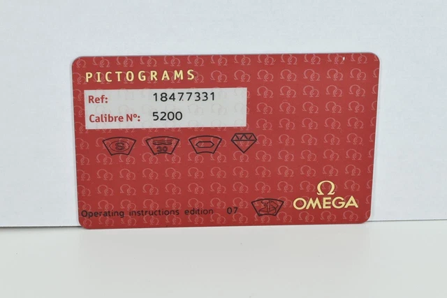 OMEGA CONSTELLATION QUADRA Pictograms Card Ref 1847.73.31 Calibre 5200 ...