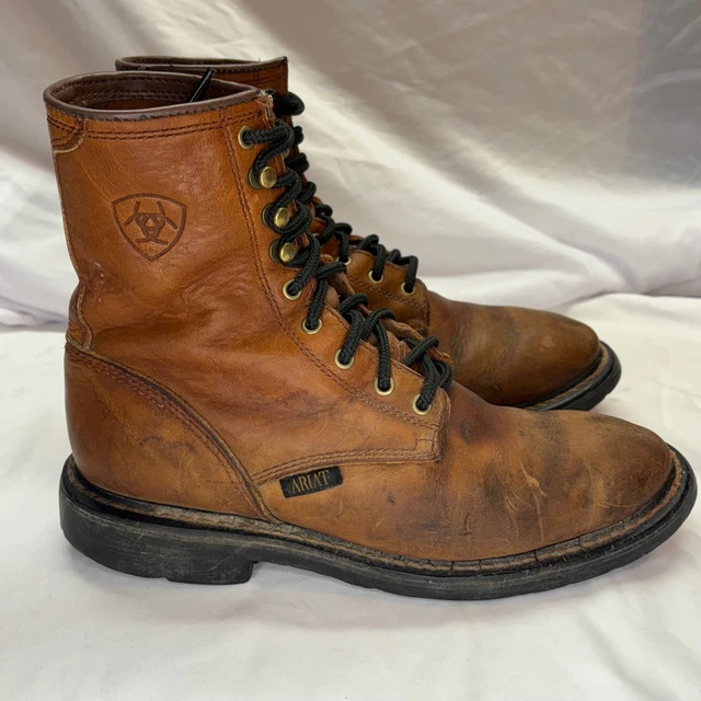 ARIAT CASCADE MENS Soft Toe Leather Lace Up Work Boots Brown Size 10 £ ...