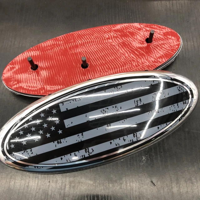 9& BLACK AMERICAN Flag Logo Front Grille Emblem Nameplate Badge for F ...
