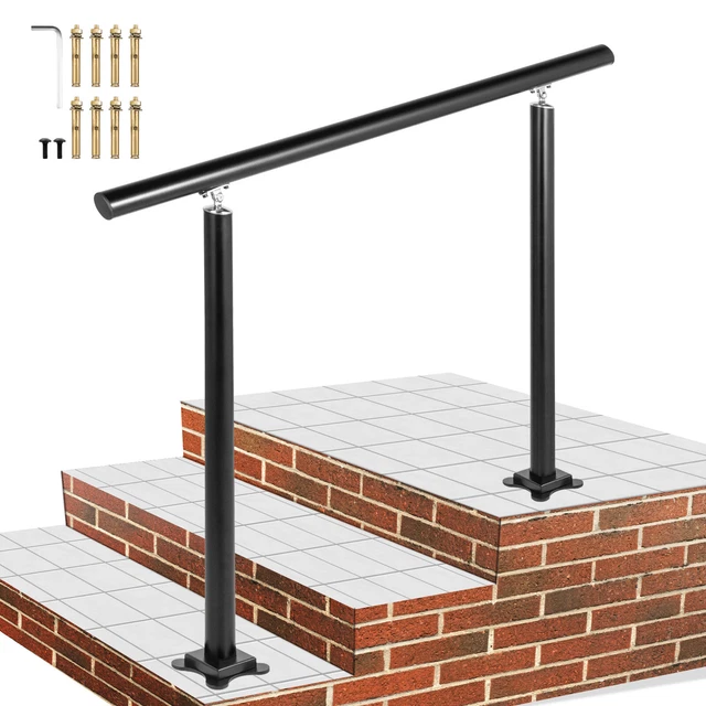 VEVOR 3FT OUTDOOR Handrail Stairs Outdoor Handrail Black Step Handrail ...
