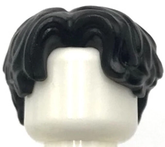 LEGO NUEVO NEGRO Minifigura Pelo Corto Ondulado Parted Encendido ...