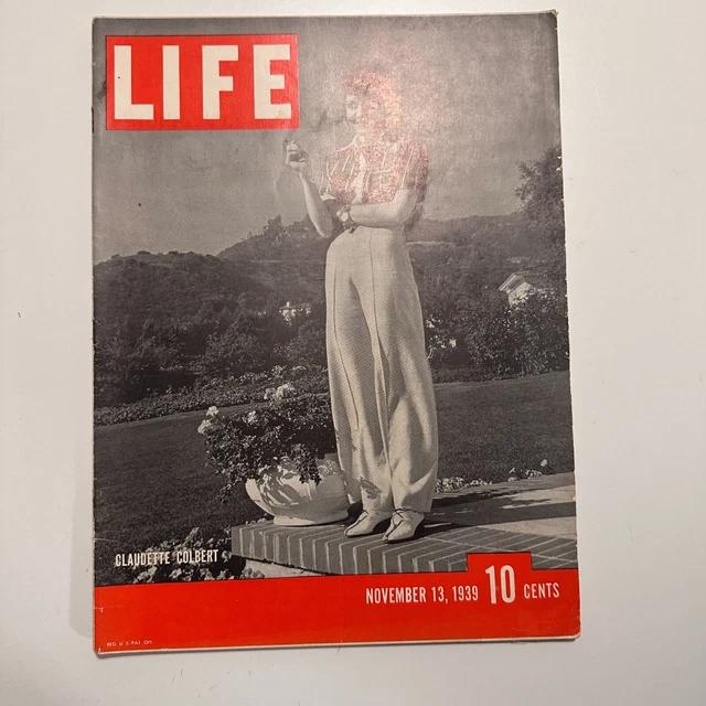 LIFE MAGAZINE NOVEMBER 1939 Claudette Colbert World War II WWII WW2 £7. ...