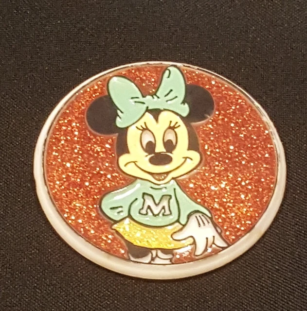 VINTAGE MINNIE MOUSE RED GLITTER PLASTIC BUTTON PIN Disney $7.99 - PicClick