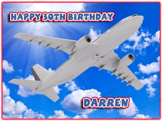 PERSONALISED AEROPLANE AIR Plane Jumbo Jet Rectangle Edible Icing Cake ...
