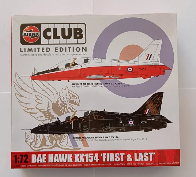 AIRFIX 1/72 BAE Hawk XX154 'First & Last' Limited Edition Club Kit £14.99 - PicClick UK