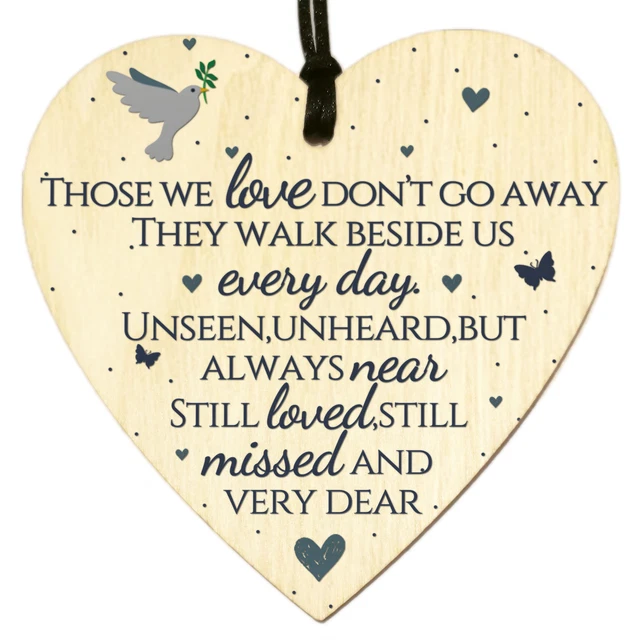WOODEN HEART PLAQUE Sign Bereavement Memorial Remembrance Poem Loss ...