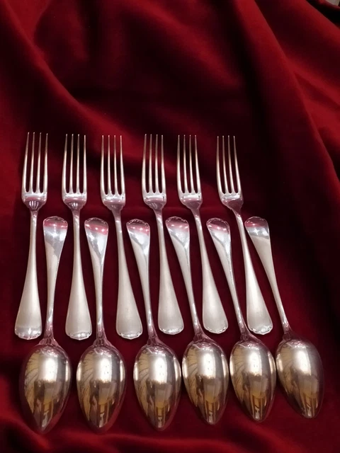 MÉNAGÈRE CHRISTOFLE 6 Couverts et une Louche en Métal Argenté Art ...