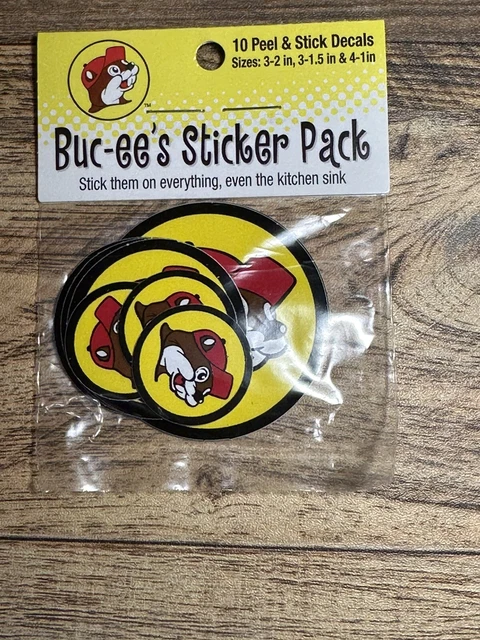 NEW BUC-EE’S LOGO Sticker Pack 10 Peel & Stick Round Decals-Multiple ...