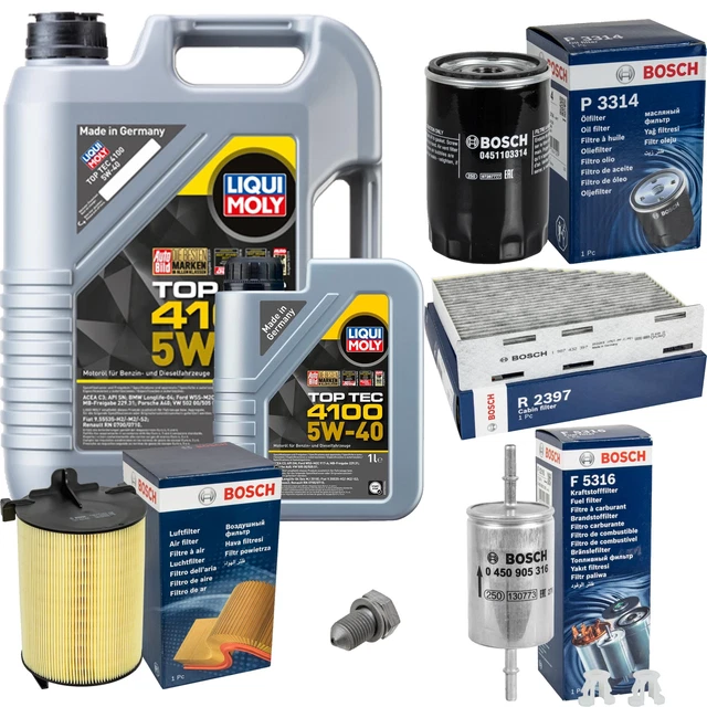 BOSCH INSPECTION SET 6L Liqui Moly Top Tec 4100 5W-40 pour De VW Golf Plus EUR 116,58 - PicClick FR