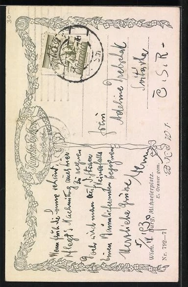 KÜNSTLER-AK ERNST GRANER: Wien, Burg, Michaelerplatz, Frauen und Männer ...