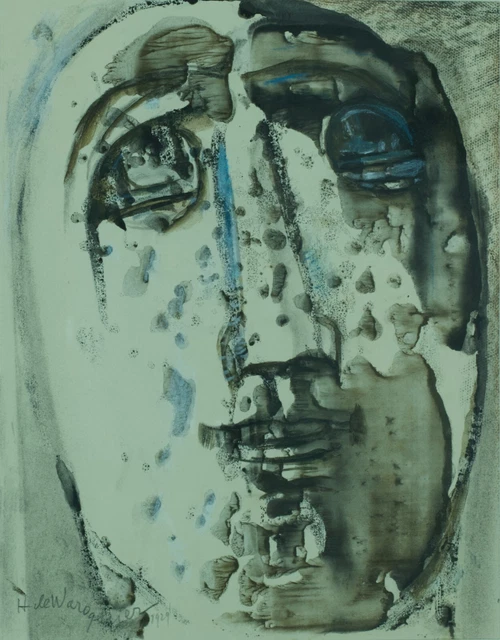 ANCIEN PORTRAIT ART deco Visage signé Henry de Waroquier aquarelle ...