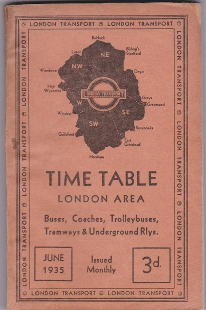 LONDON TRANSPORT BUS Timetable Book London Area Jun 1935 With Map £62. ...