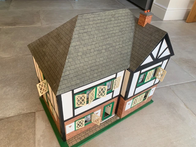 VINTAGE TUDOR DOLLS House Handmade Wooden Display Home With some ...