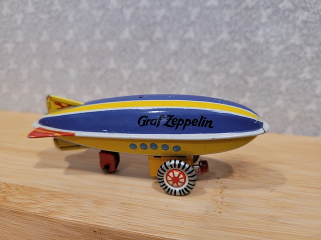 VINTAGE ZZ GERMANY Graf Zeppelin Blimp Soldier Horse Litho Pressed Tin ...