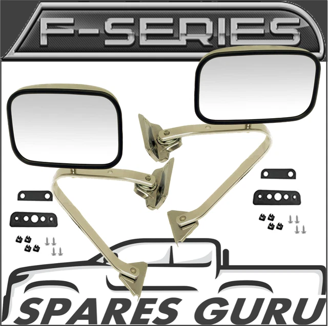 FORD F100 F150 F250 F350 Bronco Side Rear Wing Mirror Set Chrome ...