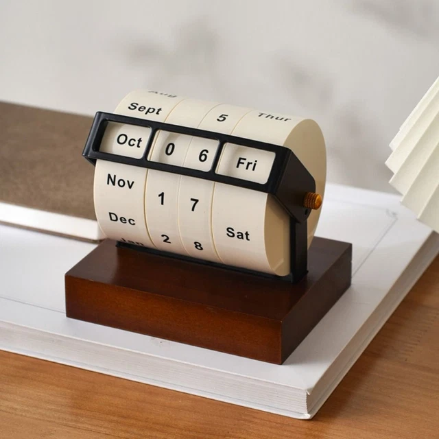 WOODEN MANUAL WHEEL Calendar 2025 Countdown Reminder Tabletop ...