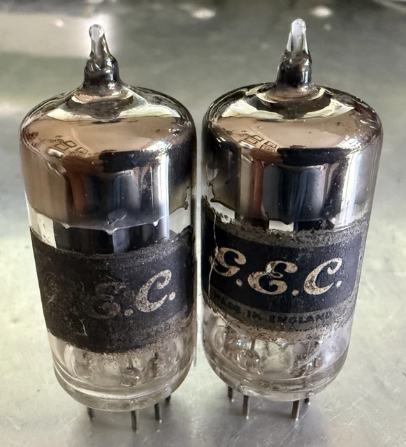 *RARE* PAIR GEC 12AU7 / ECC82 Long black plate Valves/Vacuum Tubes ...