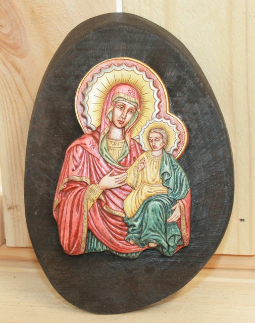 HAND MADE ORTHODOX icon Jesus Christ Virgin Mary £115.05 - PicClick UK
