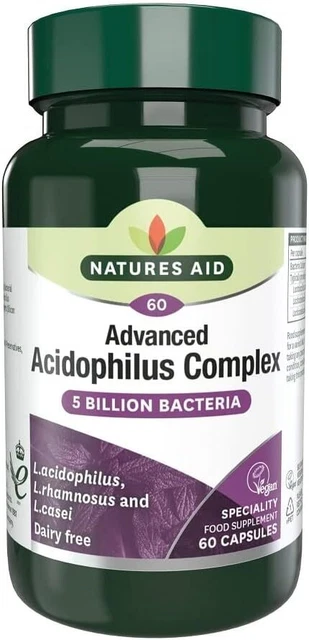 NATURES AID ACIDOPHILUS Complex, 5 Billion Bacteria, 180 Capsules ...