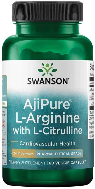 SWANSON AJIPURE L-ARGININE Avec L-CITRULLINE Soins Sain Cœur 60 Veg ...
