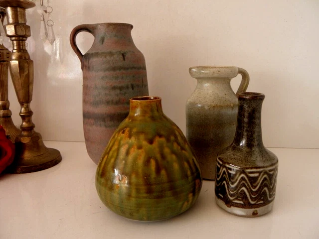 4 KERAMIK VASEN Sammlung Studiokeramik verschiedene Hersteller 60/70er ...