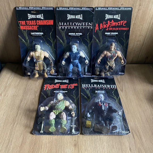 FIGURINES FULL WAVE 5 x Savage World Horror Myers Pinhead visage cuir ...