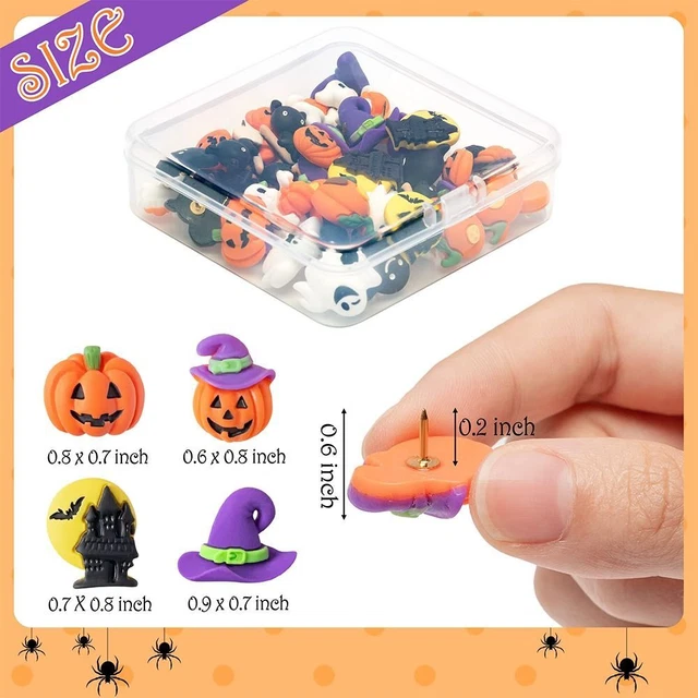 MULTICOLOUR HALLOWEEN PUSH Pins Plastic+Resin Offices Drawing Pins ...