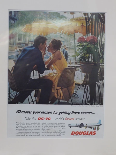 ORIGINAL 1958 VINTAGE USA Aviation Advert Douglas DC-7C Airliner cafe ...