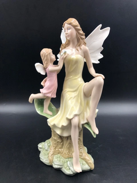 SCULTURA STATUA STATUETTA Fata e fatina portafortuna porcellana NAVEL ...
