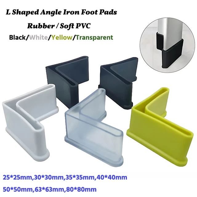 ANGLE IRON FOOT Pads L Shaped Rubber / PVC Leg Cap End Glider Floor ...