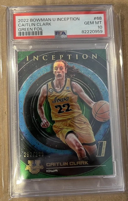 2022-23 BOWMAN U Inception CAITLIN CLARK RC feuille verte parallèle ...