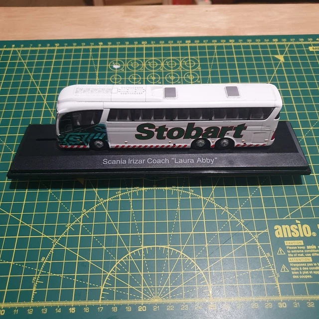 STOBART SCANIA IRIZAR Coach "Laura Abby" scale model coach on stand £3. ...