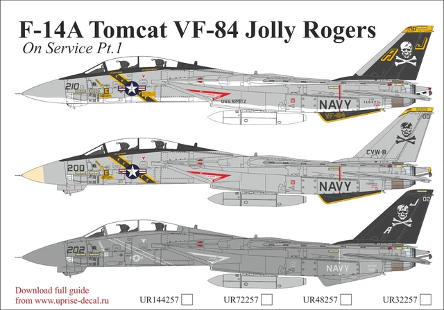 1:32 DECAL F-14A Tomcat VF-84 Jolly Rogers Pt.1 (FFA film) UpRise ...