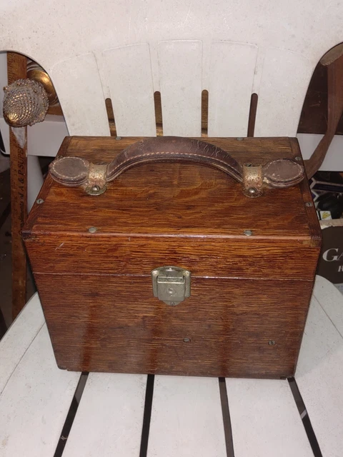 ANTIQUE TESTING DEVICE Quartered Oak Case With Leather Handle £70.44 ...