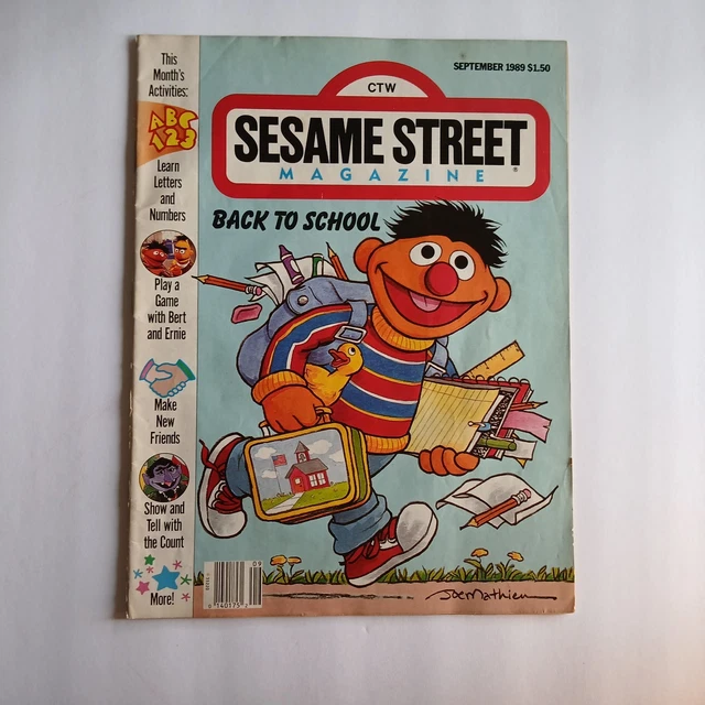 SESAME STREET MAGAZINE Sept 1989 Big Bird Bert Ernie Vintage CTW Kids ...