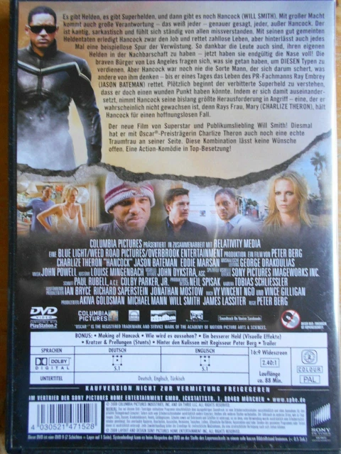 DVD HANCOCK MIT Will Smith und Charlize Theron - FSK 12 EUR 1,00 ...