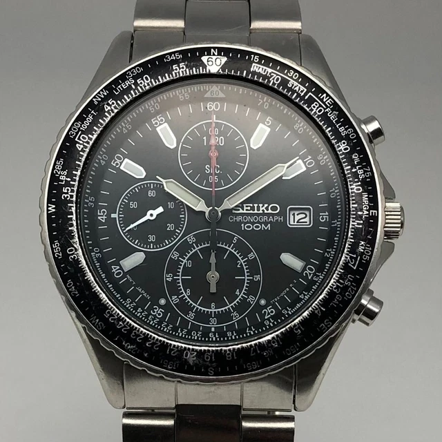 SEIKO FLIGHTMASTER PILOT 7T92-0CF0 Chronograph 100M Quartz Watch Japan #1262 $320.03 - PicClick AU