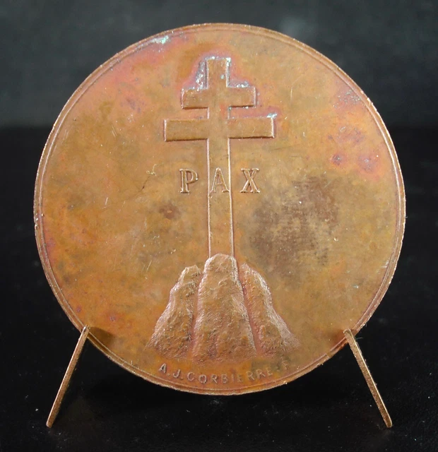 MÉDAILLE PAX ABBÉ A J Corbierre la vraie croix double tapisserie de l ...