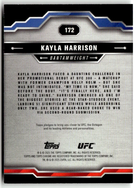 TOPPS CHROME UFC 2025 No. 172 Kayla Harrison Speckle Refractor 153/250 ...