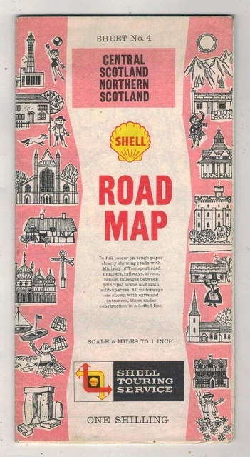 VINTAGE 1960 ,SHELL. ROAD MAP-CENTRAL & NORTHERN SCOTLAND £4.99 ...