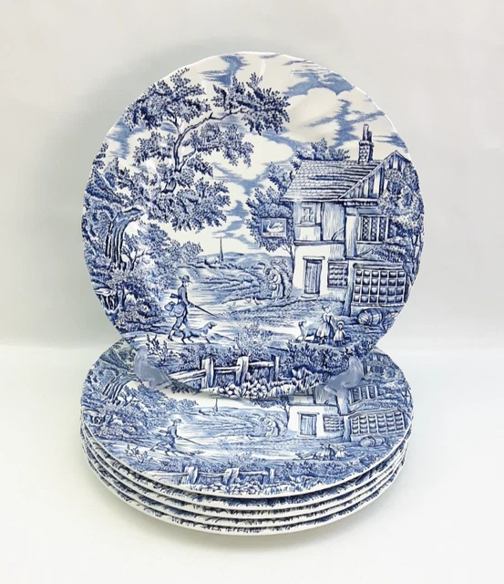MYOTT THE HUNTER - 6x 25cm Dinner Plates - Vintage Blue & White £46.95 ...