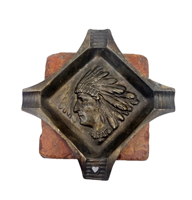 RARE INDIAN CHIEF Head Antique Cast Iron Ashtray 1930s with Base £91.48 ...
