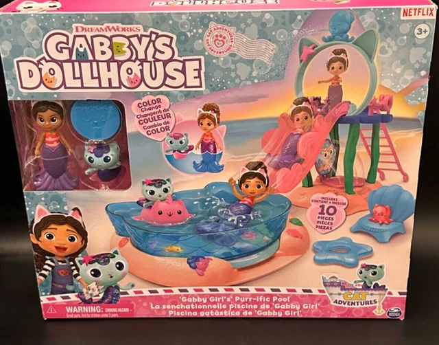 GABBY’S DOLLHOUSE, PURRIFIC Pool Playset with Gabby and MerCat Figures ...